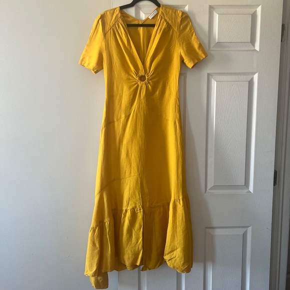 Sandro | Dresses | Sandro Yellow Linen Dress Size 36 | Poshmark